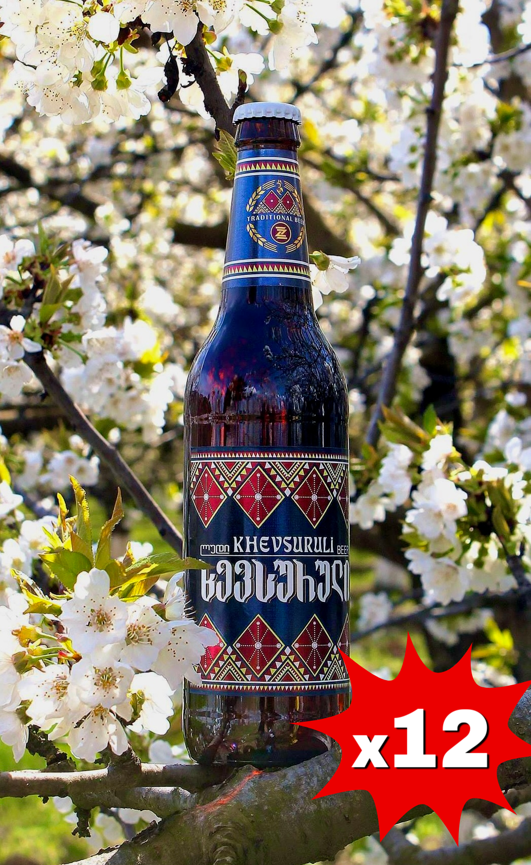 Khevsuruli Lager Georgian Beer x12 500ml (Glass Bottle) 4.9%– TAMADA